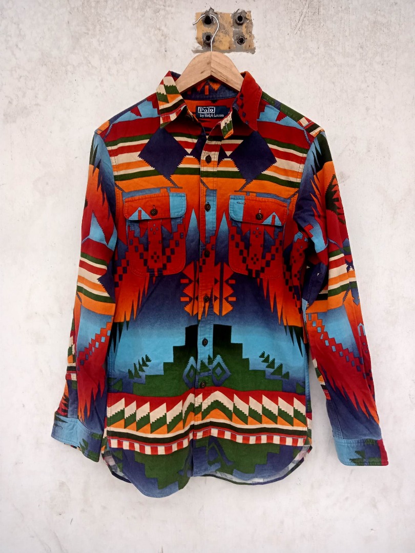 RALPH LAUREN AZTEC SOUTHWESTERN SHIRT, Men's Fashion, Tops & Sets, Formal Shirts on Carousell