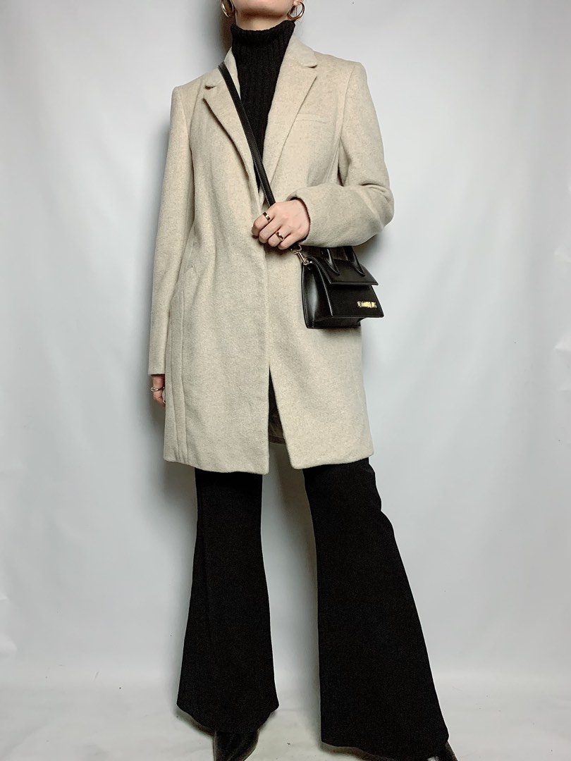 (SOLD) Real wool coat, Beige wool blazer coat, Fall coat, Lightweight ...