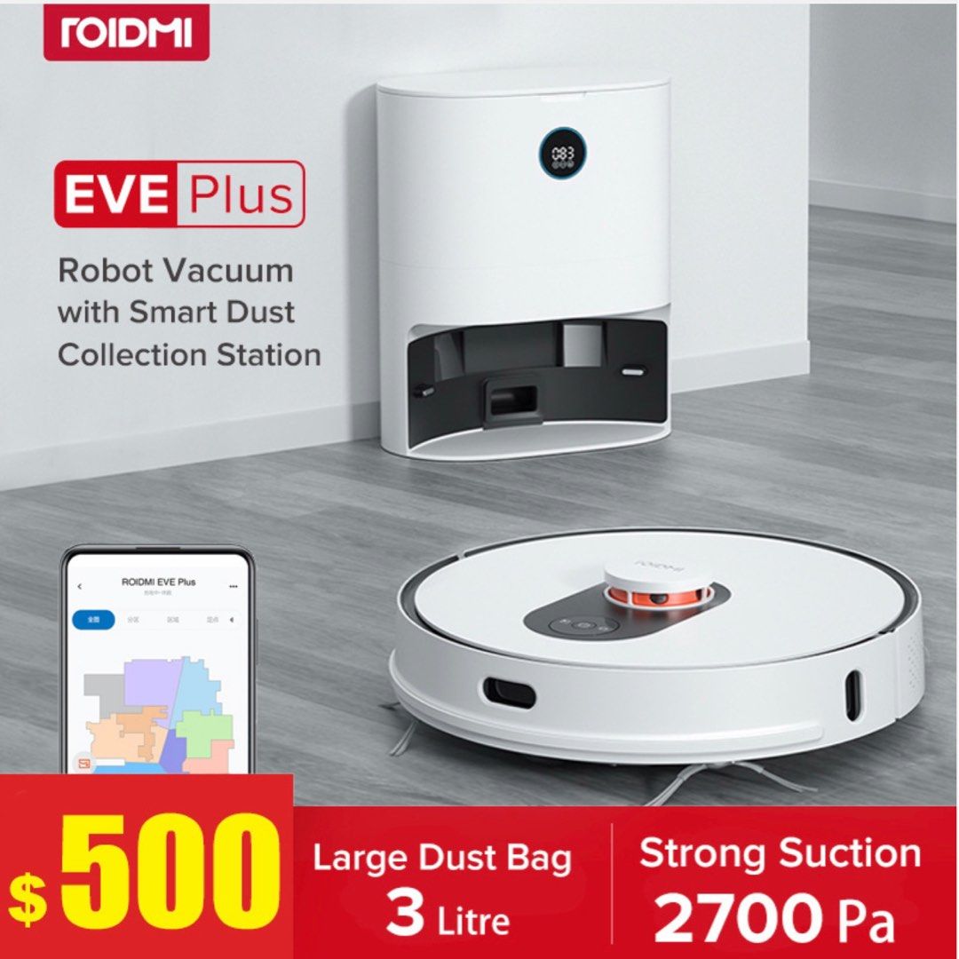 ROIDMI EVE PLUS Smart Robot Vacuum Mop Cleaner With Self Dust ...