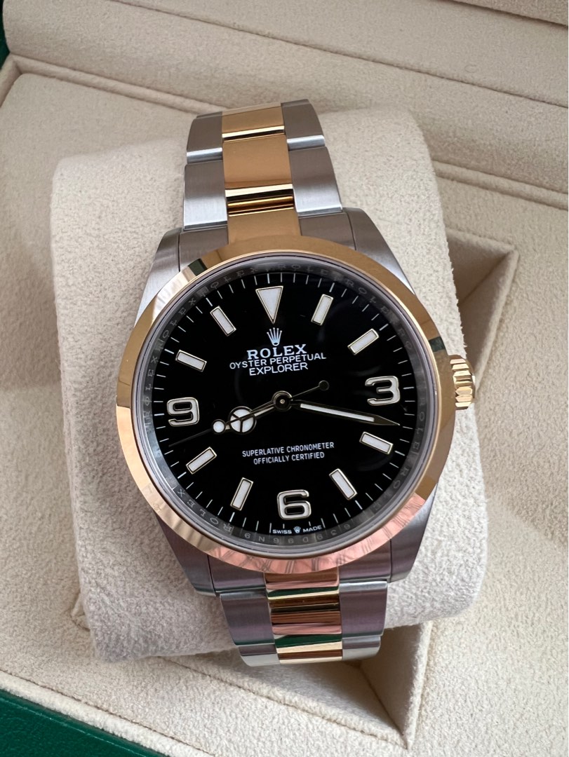 Rolex 124273 Yellow Gold Explorer, Luxury, Watches on Carousell