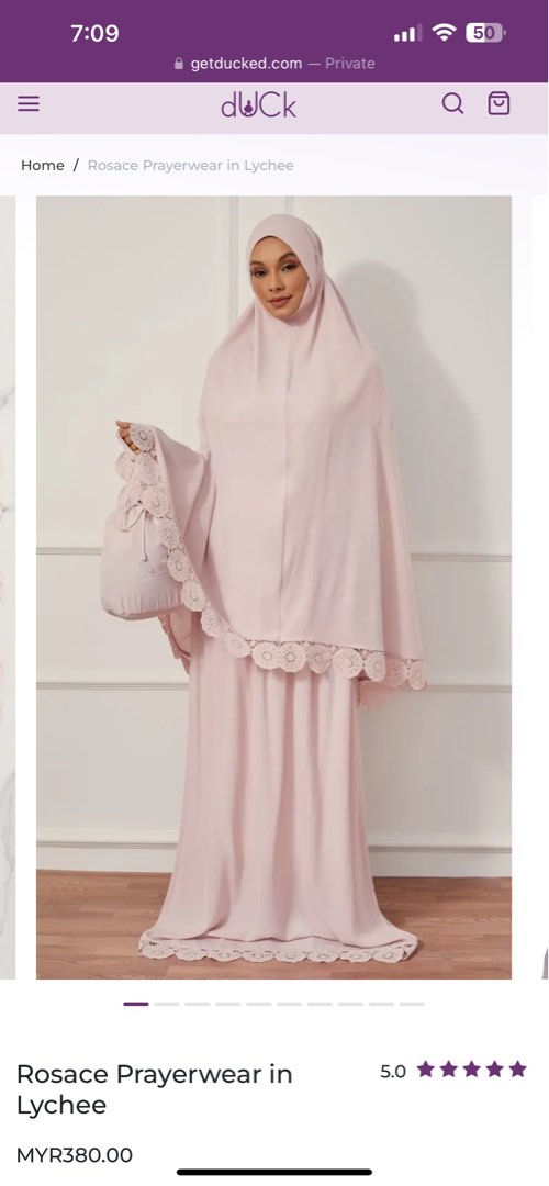 New Box Rosace Prayerwear in Lychee duck telekung, Women's Fashion ...