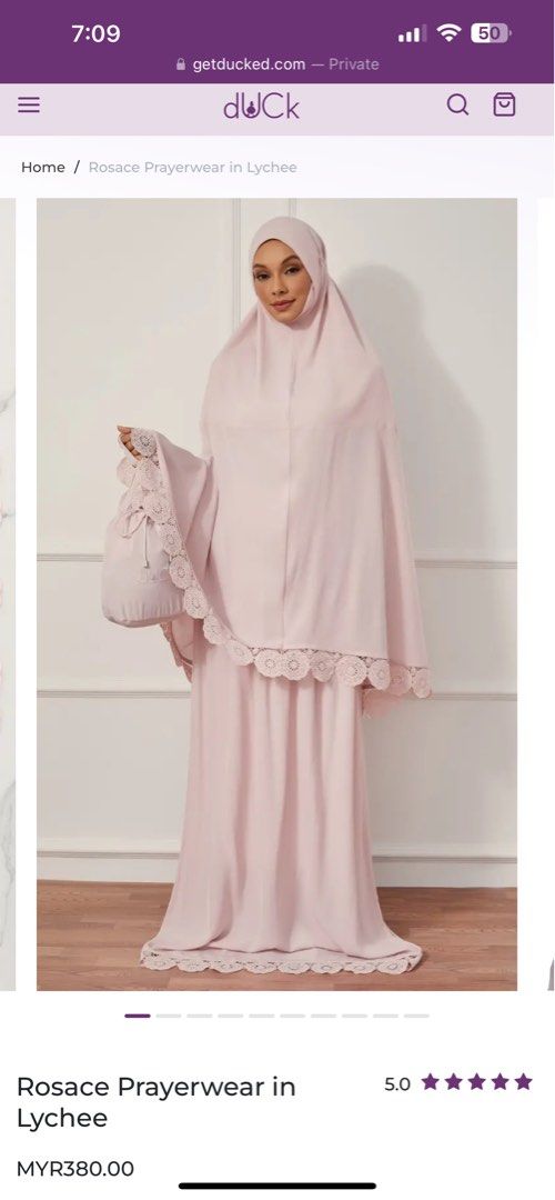 New Box Rosace Prayerwear in Lychee duck telekung, Women's Fashion ...