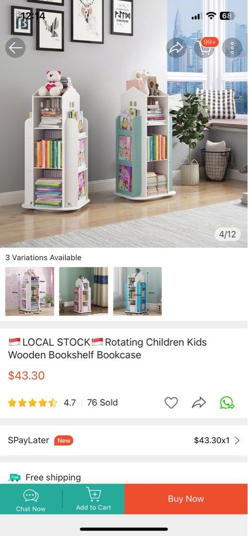 Rotating children bookshelf, Furniture & Home Living, Furniture ...