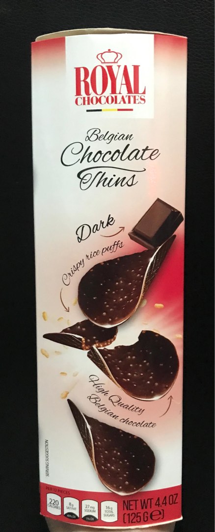 Royal Chocolates Dark Belgian Chocolate Thins with Crispy Rice Puffs ...