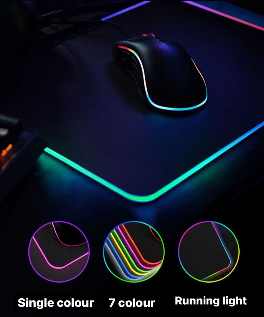 SG STOCK Rubber Large RGB Luminous Mouse Pad Creative Non-Slip Desktop ...