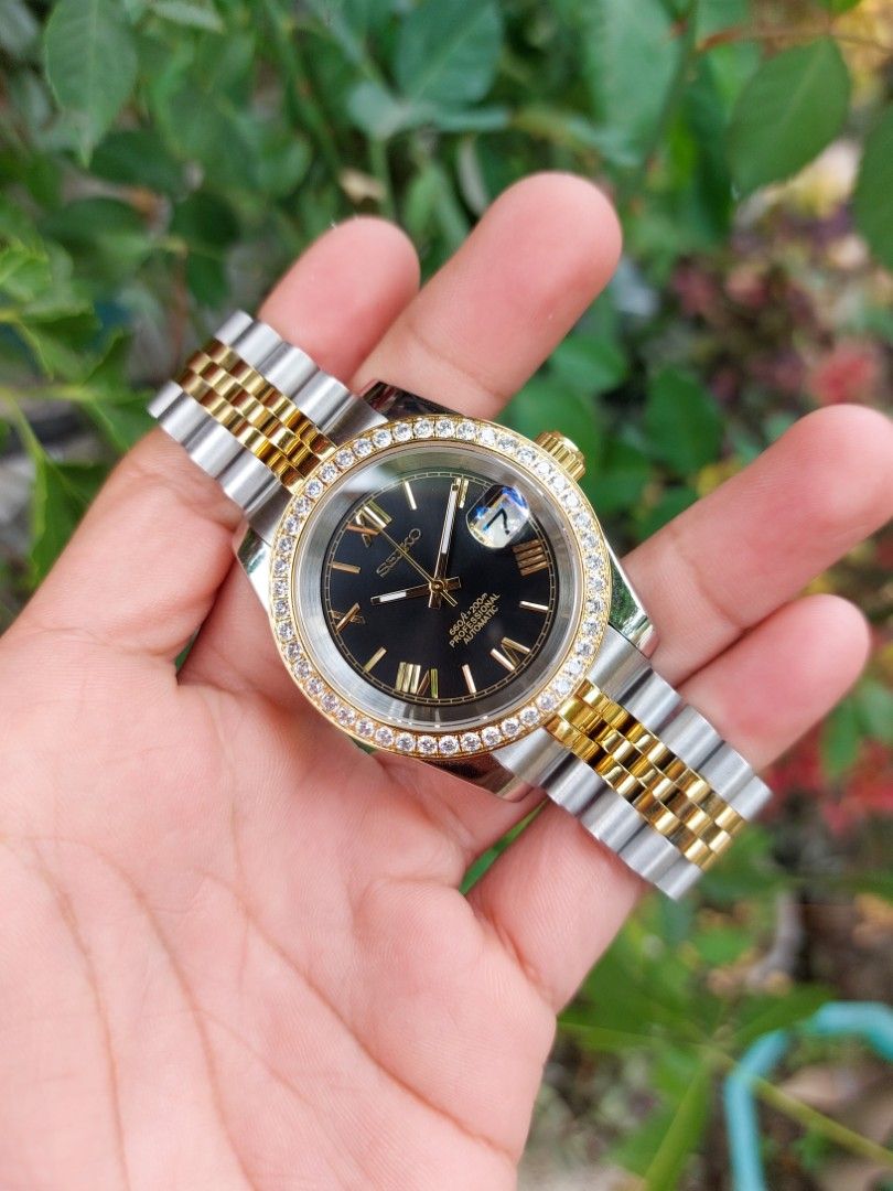 Seiko Custom Build DATEJUST HOMAGE Black Dialed Automatic Watch, Luxury ...