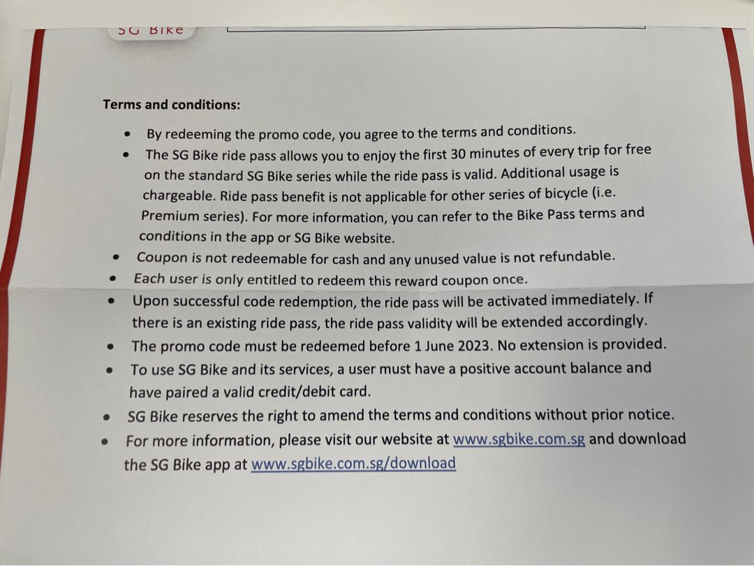SG Bike pass 180 days (worth $90), Tickets & Vouchers, Vouchers on ...