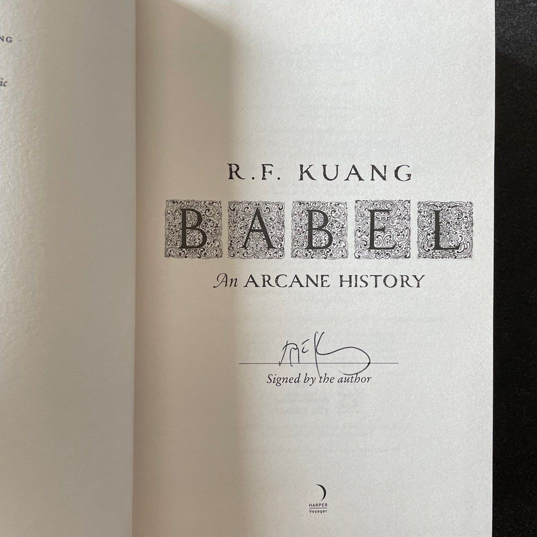Signed Waterstones Babel by R.F. Kuang with black sprayed edges ...