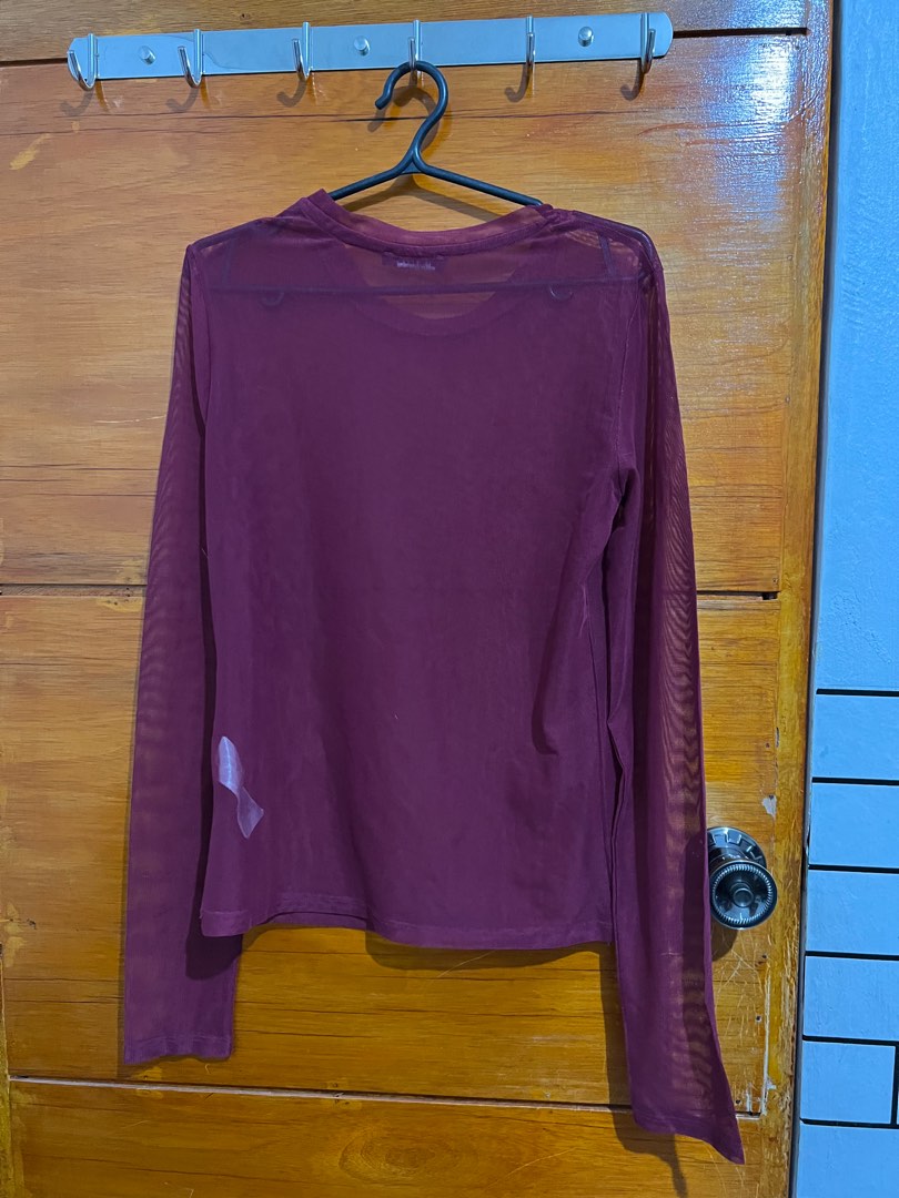 Terranova Maroon Mesh Top, Women's Fashion, Tops, Blouses on Carousell