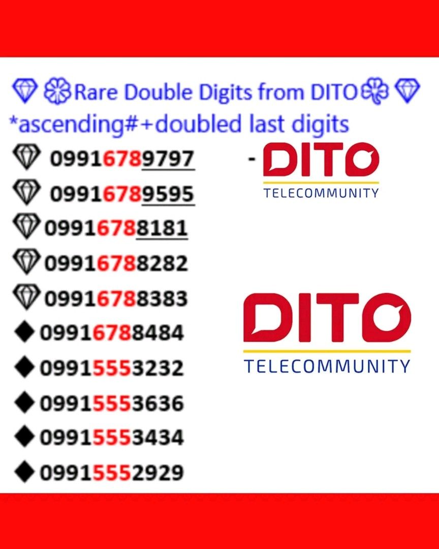 Vanity special number Dito, Mobile Phones & Gadgets, Mobile & Gadget ...