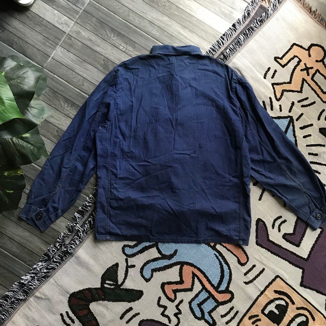 VINTAGE FRENCH WORK SHIRT HBT, Men's Fashion, Coats, Jackets and Outerwear on Carousell