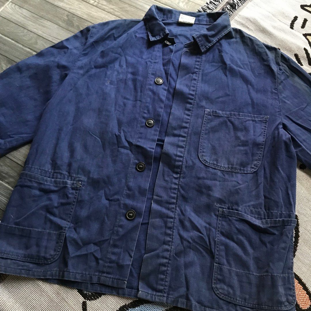 VINTAGE FRENCH WORK SHIRT HBT, Men's Fashion, Coats, Jackets and Outerwear on Carousell