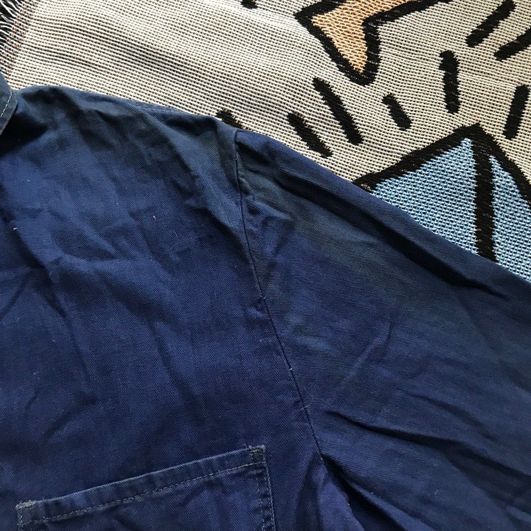 VINTAGE FRENCH WORK SHIRT HBT, Men's Fashion, Coats, Jackets and Outerwear on Carousell