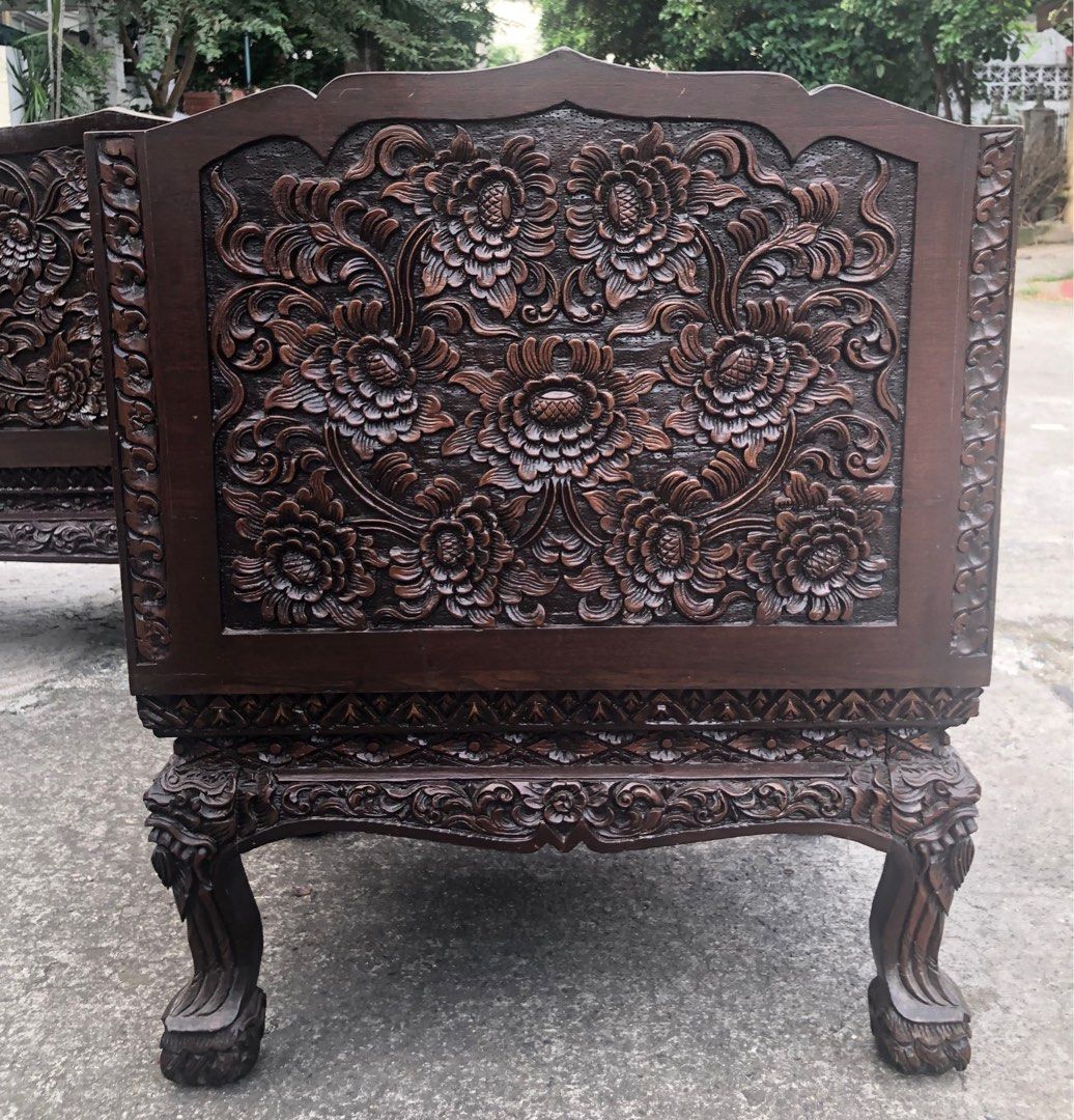 Antique Narra Balinese Art Living Room Sala Set 8 Pieces , Furniture ...