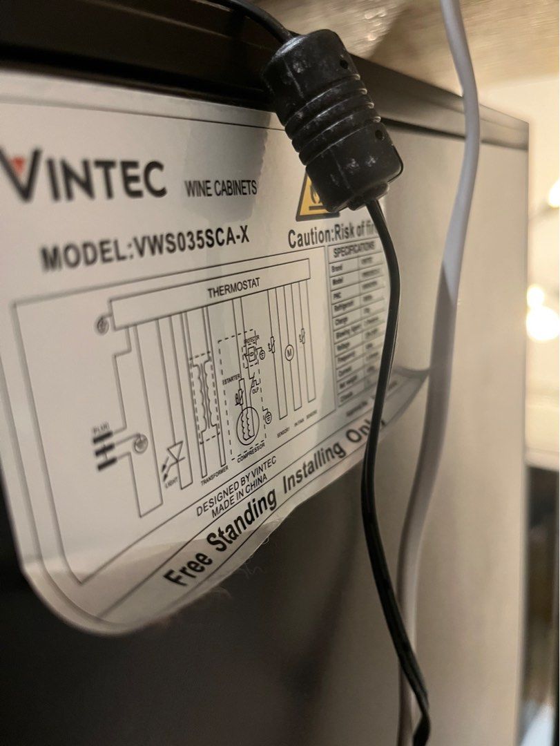 Vintec Wine Chiller 35 bottle Single Zone, TV & Home Appliances ...