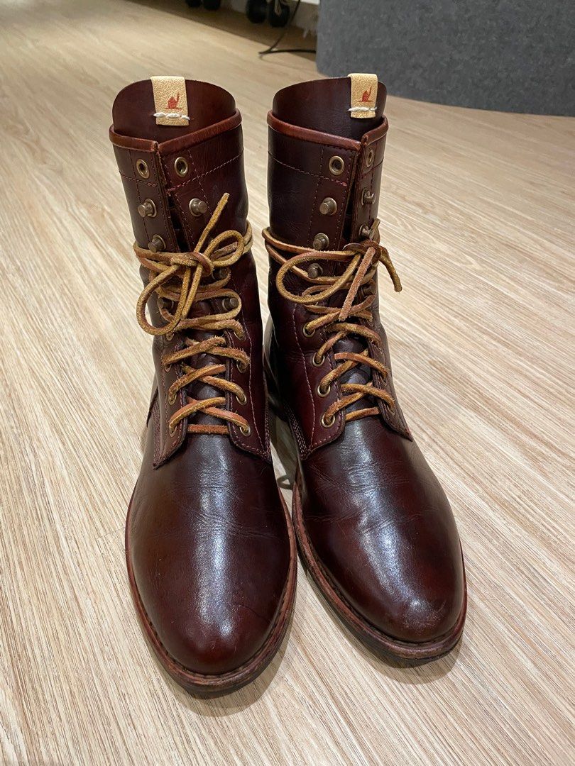 Visvim Brigadier Hi Folk Boots Horween Bison leather grizzly, 男裝, 鞋, 靴 ...