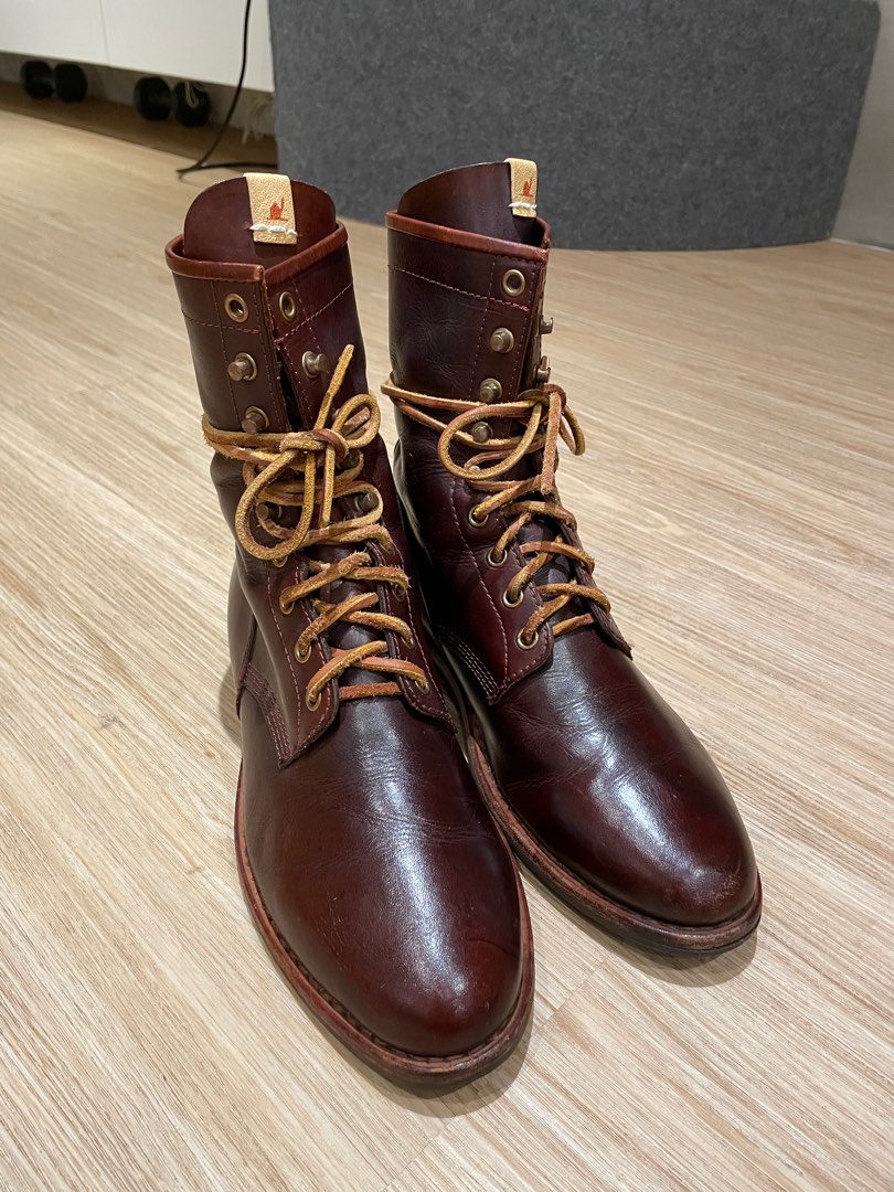 Visvim Brigadier Hi Folk Boots Horween Bison leather grizzly, 男裝, 鞋, 靴 ...