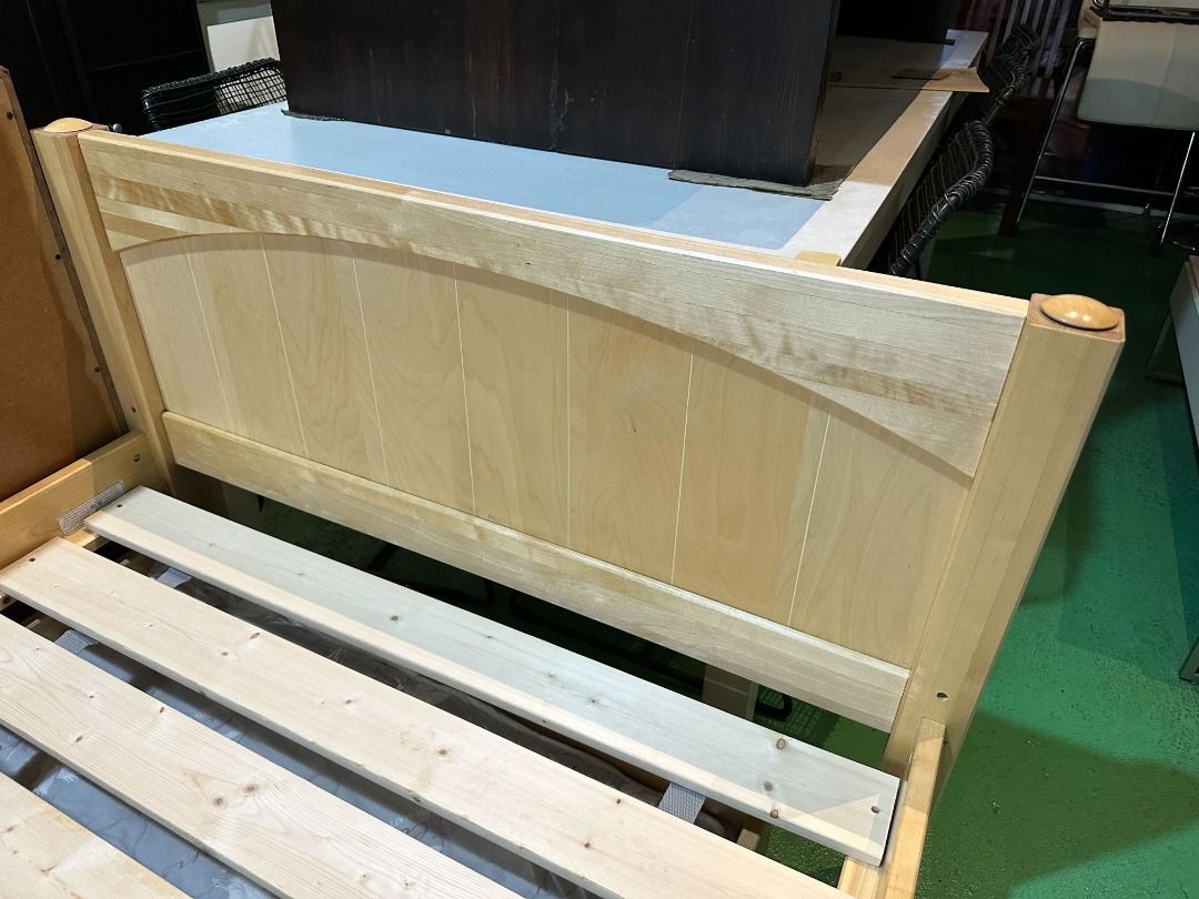 Wooden bed frame with bottom pull out bed, Furniture & Home Living ...