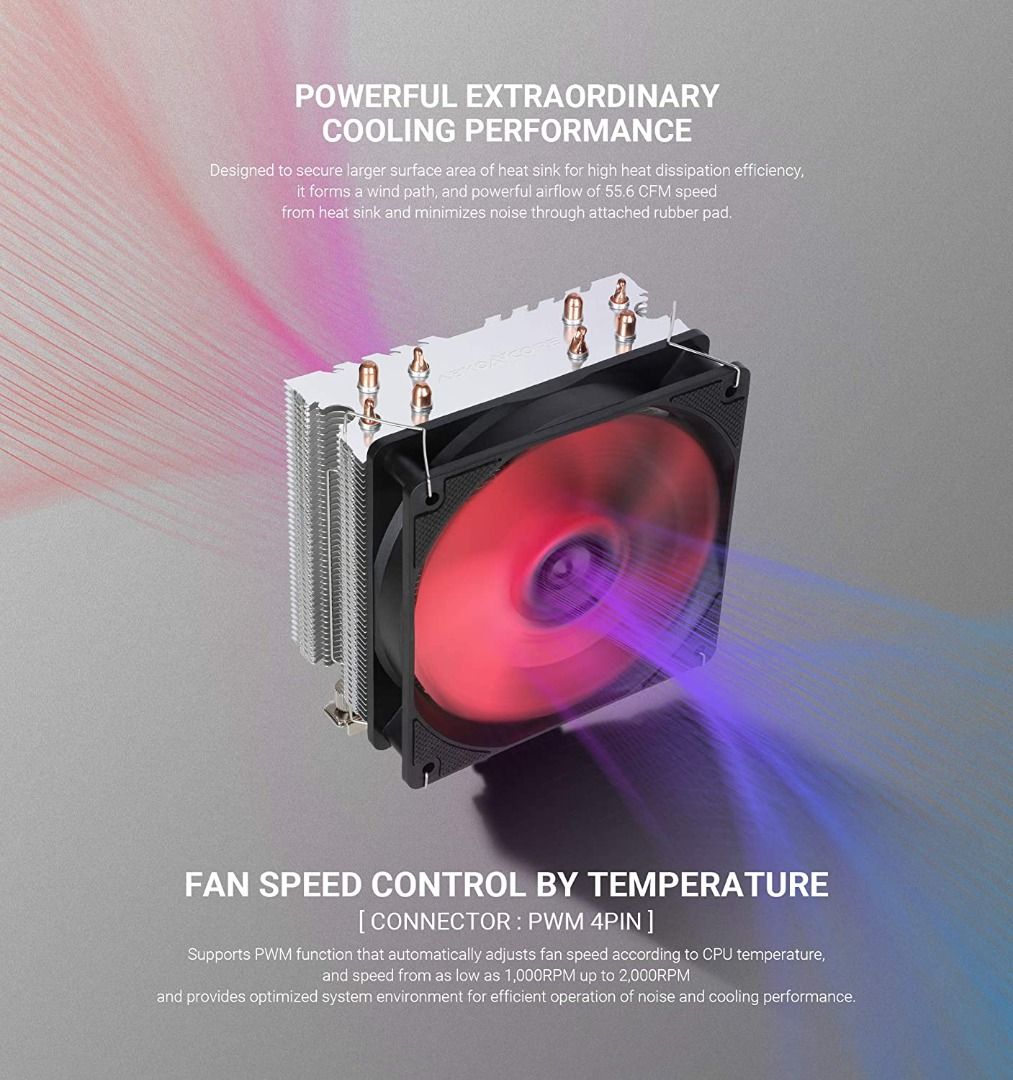 1322) ABKONCORE AM4 CPU Cooler CT401, 4 Continuous Direct Contact ...