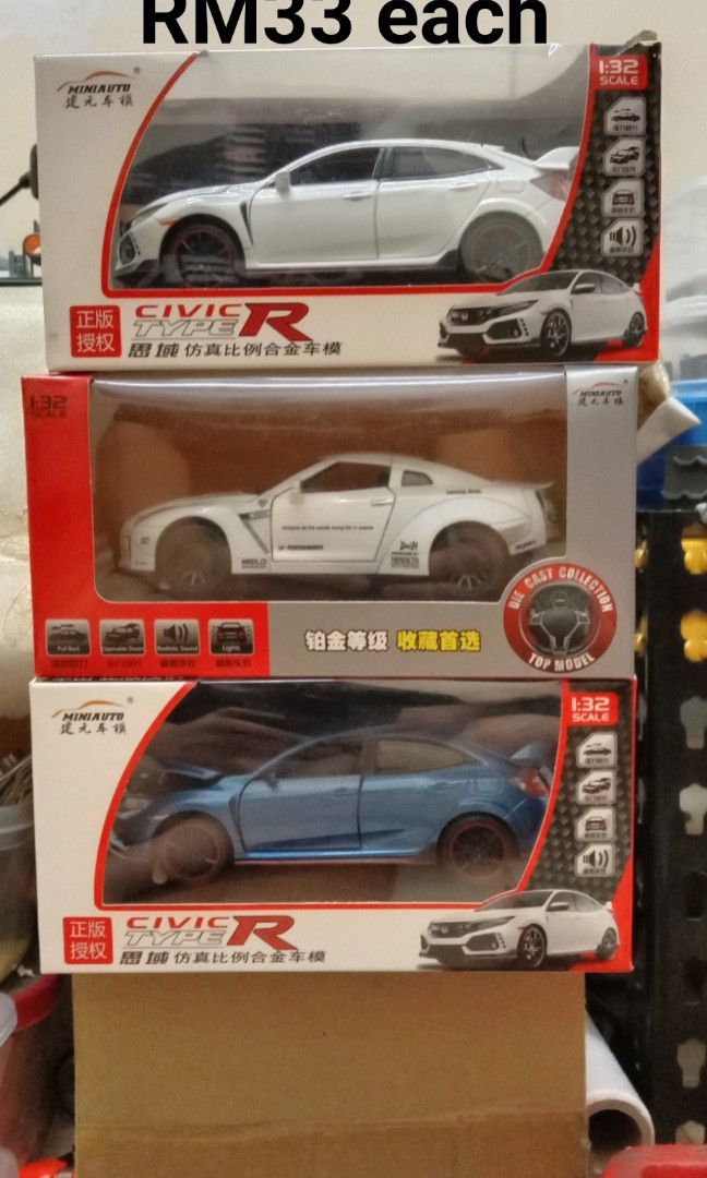 1/32 Diecast MiniAuto Honda Civic Nissan GTR R35 not hotwheels tomica ...