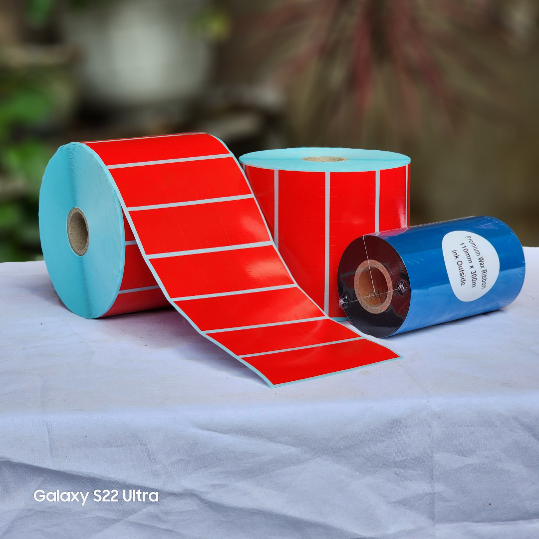 32mm (W) x 32mm (H) Solid Red Satin Barcode Labels, Computers & Tech ...