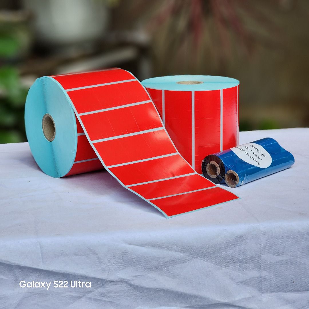 32mm (W) x 32mm (H) Solid Red Satin Barcode Labels, Computers & Tech ...