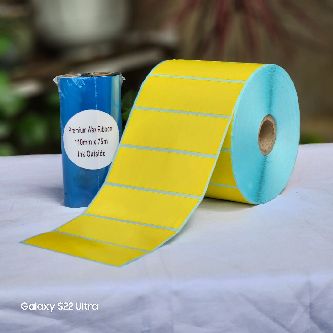 32mm x 32mm Solid Yellow Satin Barcode Labels, Computers & Tech, Office ...