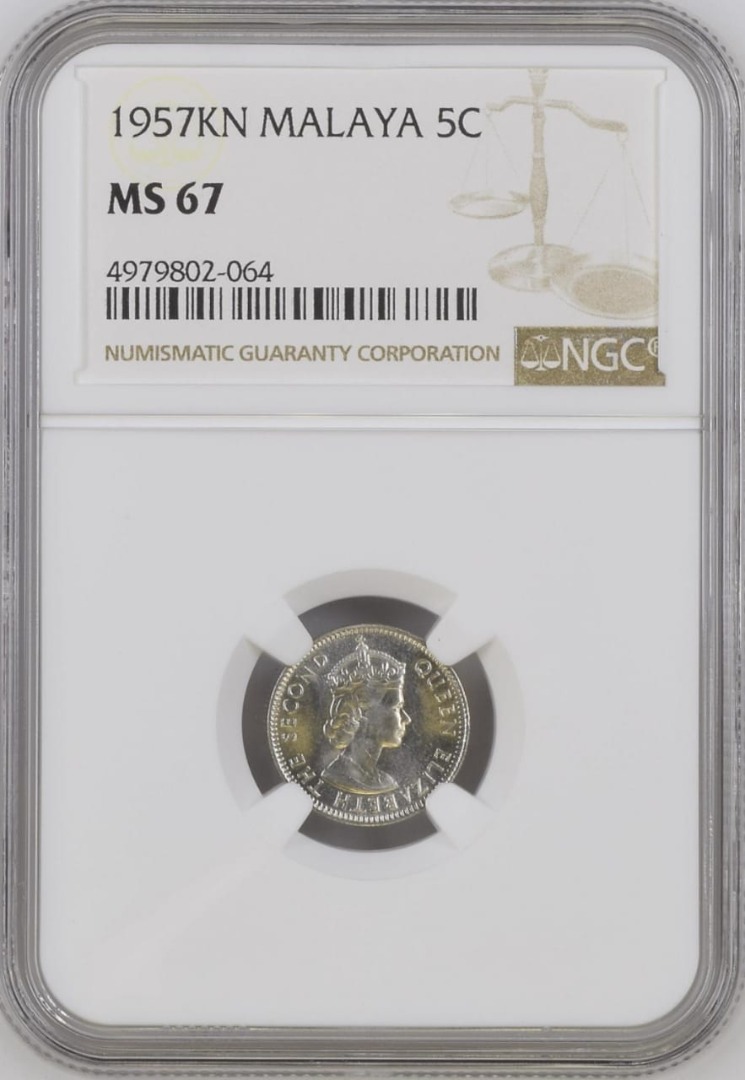 37. NGC Malaya Queen Elizabeth II QEII 1957KN 5C MS67, Hobbies & Toys, Memorabilia ...