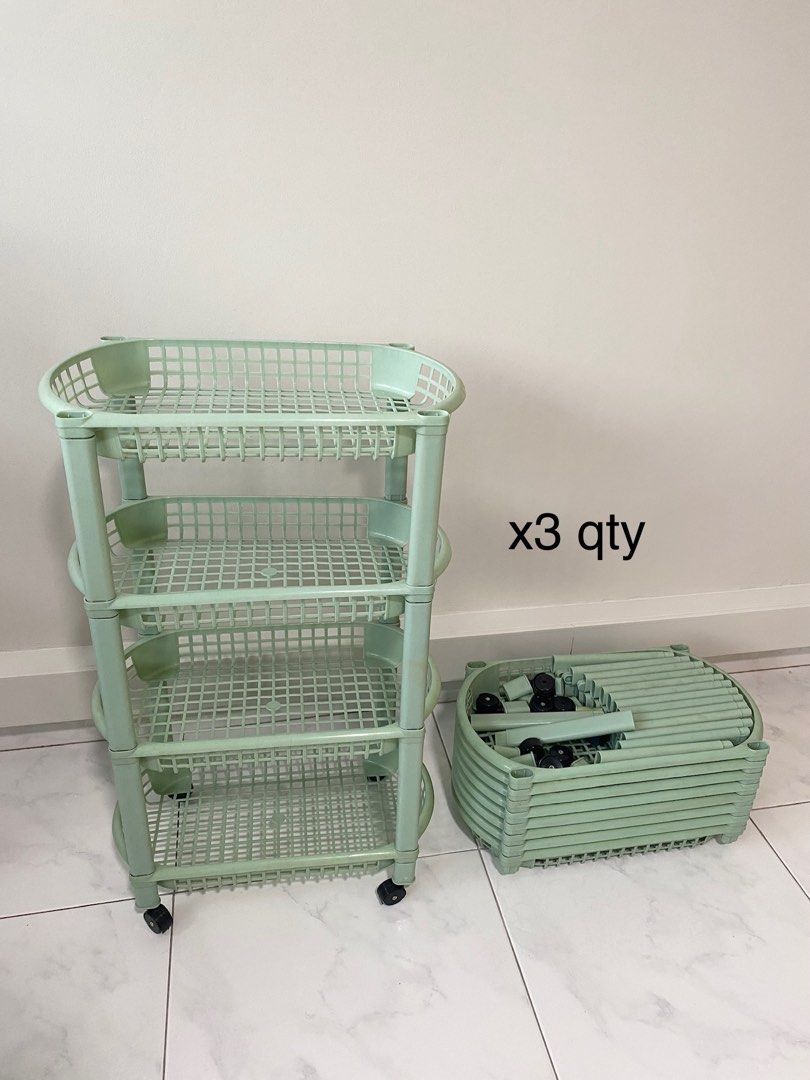 4-Layer Green Oval Wheeled Rack, Furniture & Home Living, Home ...