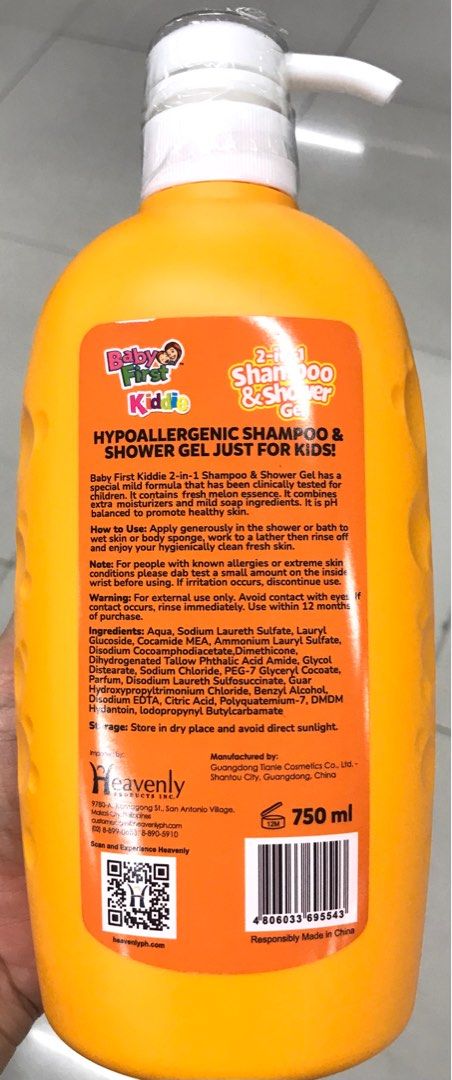 750mL Baby First Fresh Melon Kiddie Shampoo and Shower Gel 2-in-1 ...