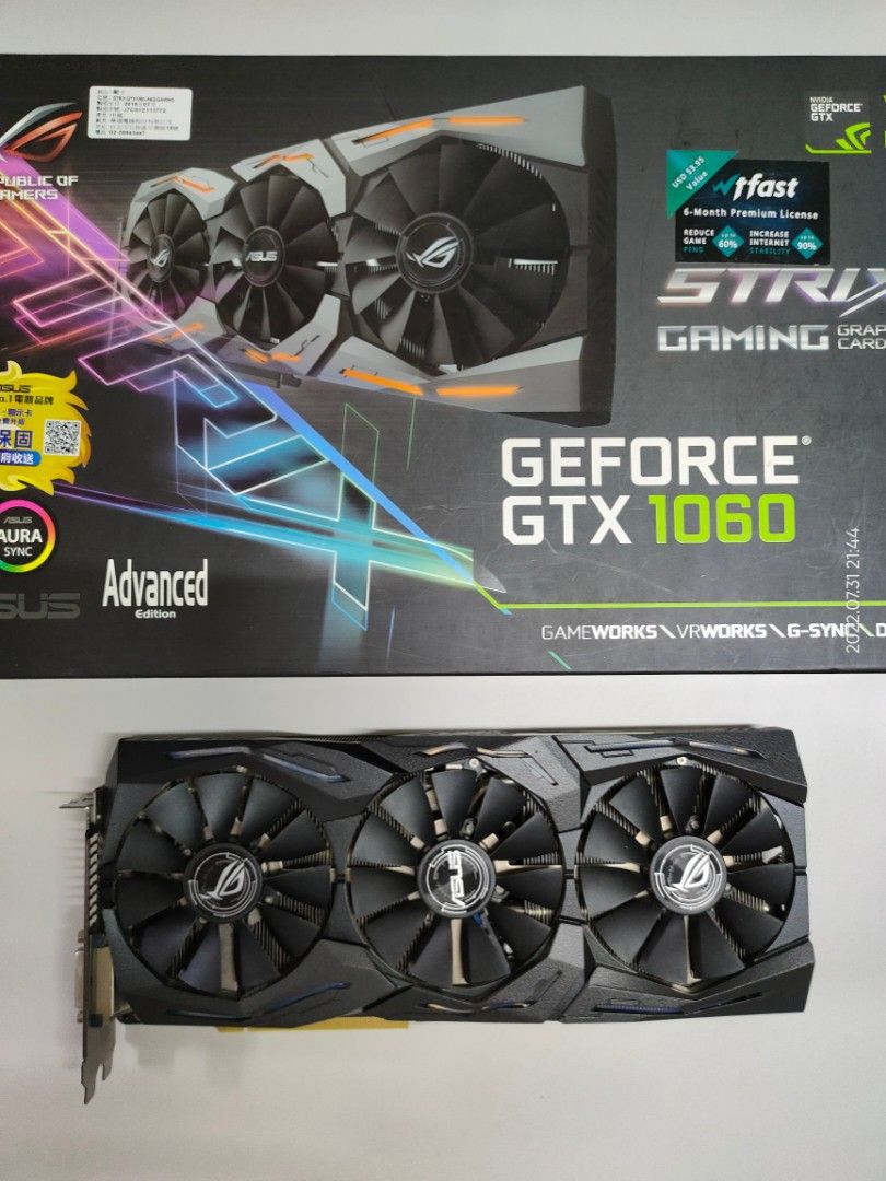 本人自用 華碩 ROG Strix GTX1060 6G 三風扇, 電腦及科技產品, 電腦周邊產品, 電腦周邊產品在旋轉拍賣
