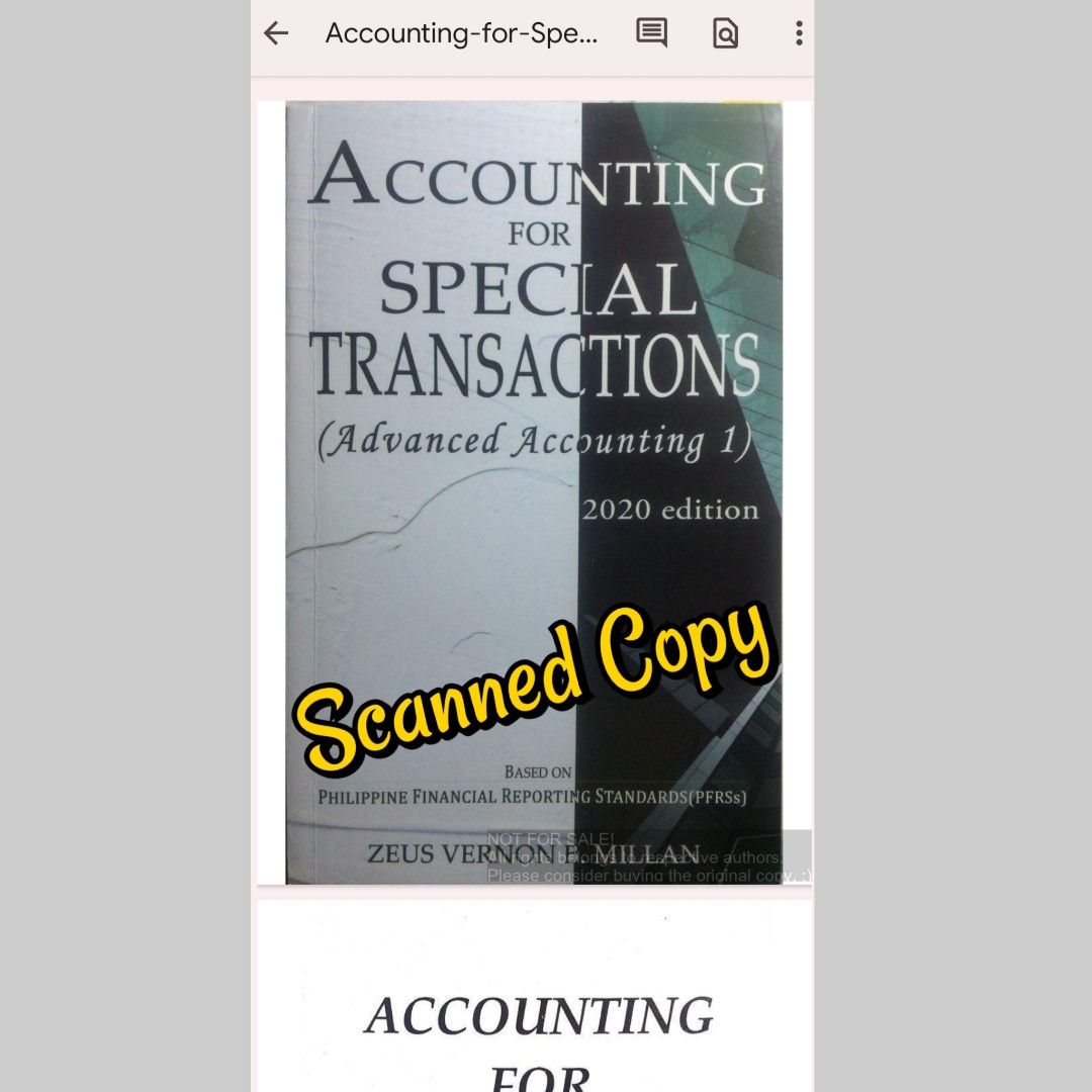 Accounting for Special Transactions by MILLAN 2020 PDF Book, Hobbies & Toys, Books & Magazines ...