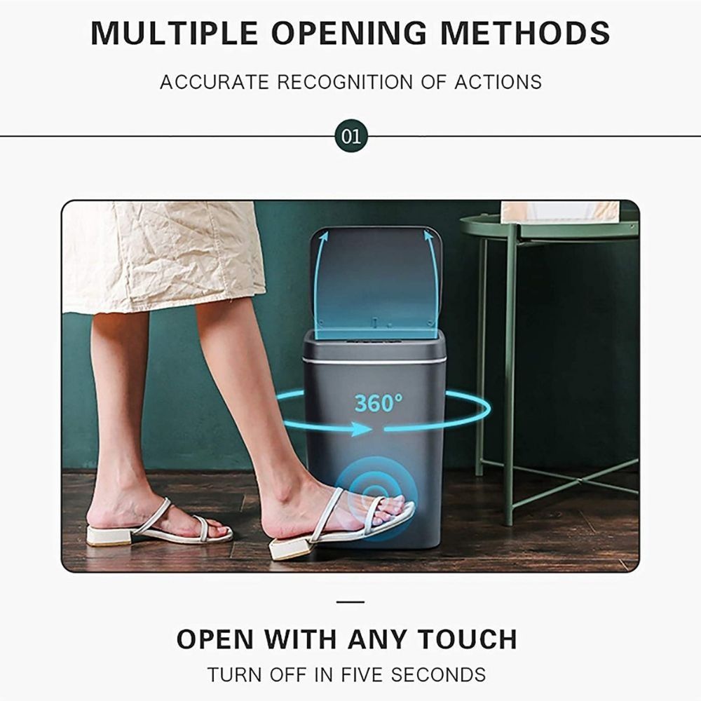 Automatic Rubbish Bin with Sensor Lid USB Charging Smart Induction ...
