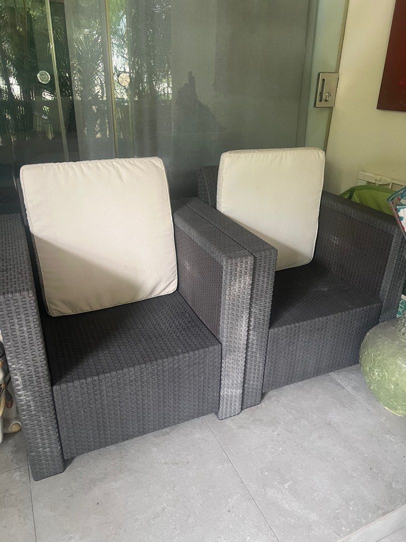 Balcony Rattan Set, Furniture & Home Living, Outdoor Furniture on Carousell