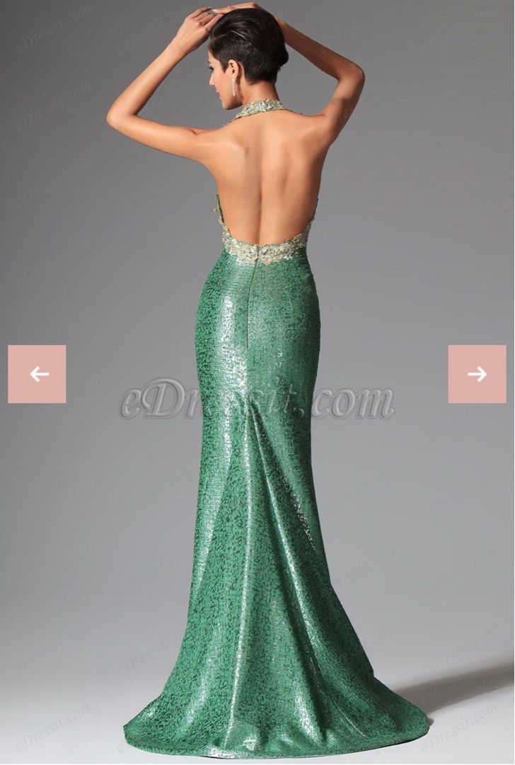 Beautiful Shimmer sequin green gown, Women's Fashion, Dresses & Sets ...