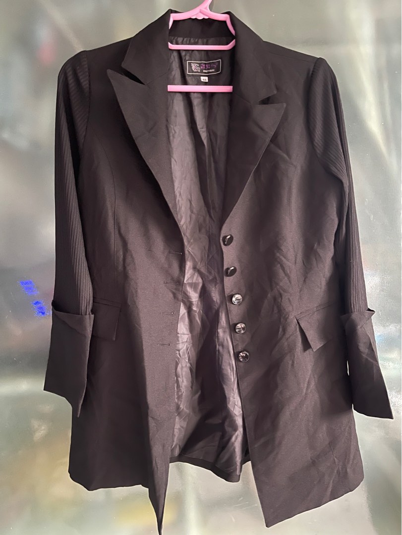 Black-Slit Sleeves in Details Blazer Coat, Women's Fashion, Coats ...