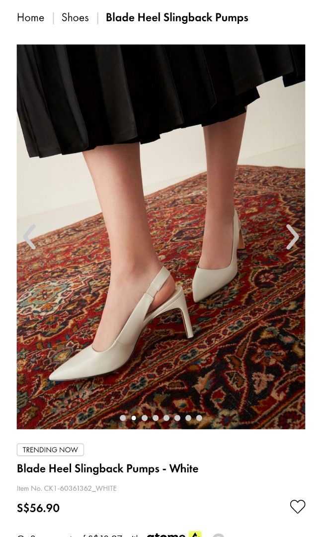 Blade Heel Slingback Pumps - White, Women's Fashion, Footwear, Heels on ...