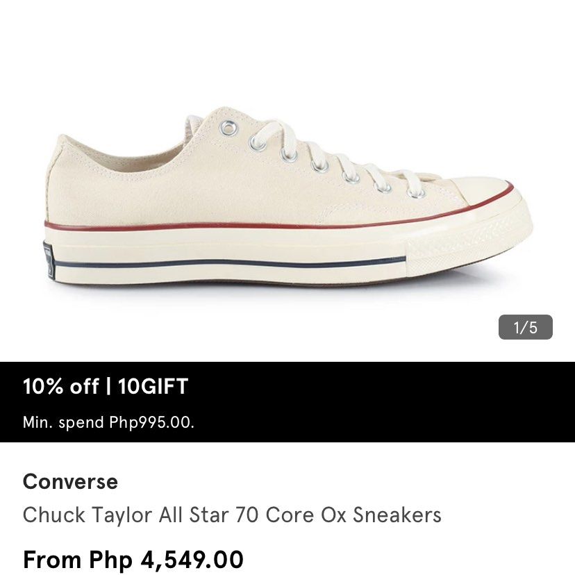 Chuck Taylor All Star 70 Core Ox Sneakers, Women's Fashion, Footwear ...