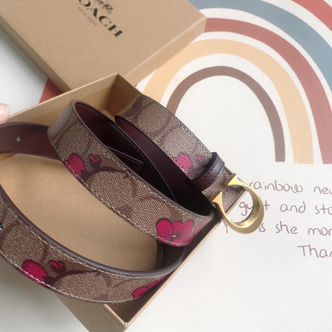 Coach Signature Blossom Woman Belt, Women's Fashion, Watches ...