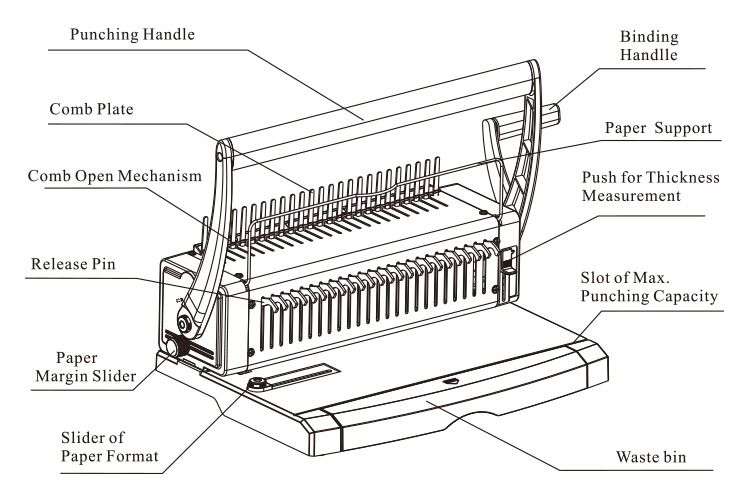 COMIX Comb Binding Machine B2919 22 sheets punching capacity 24 holes ...
