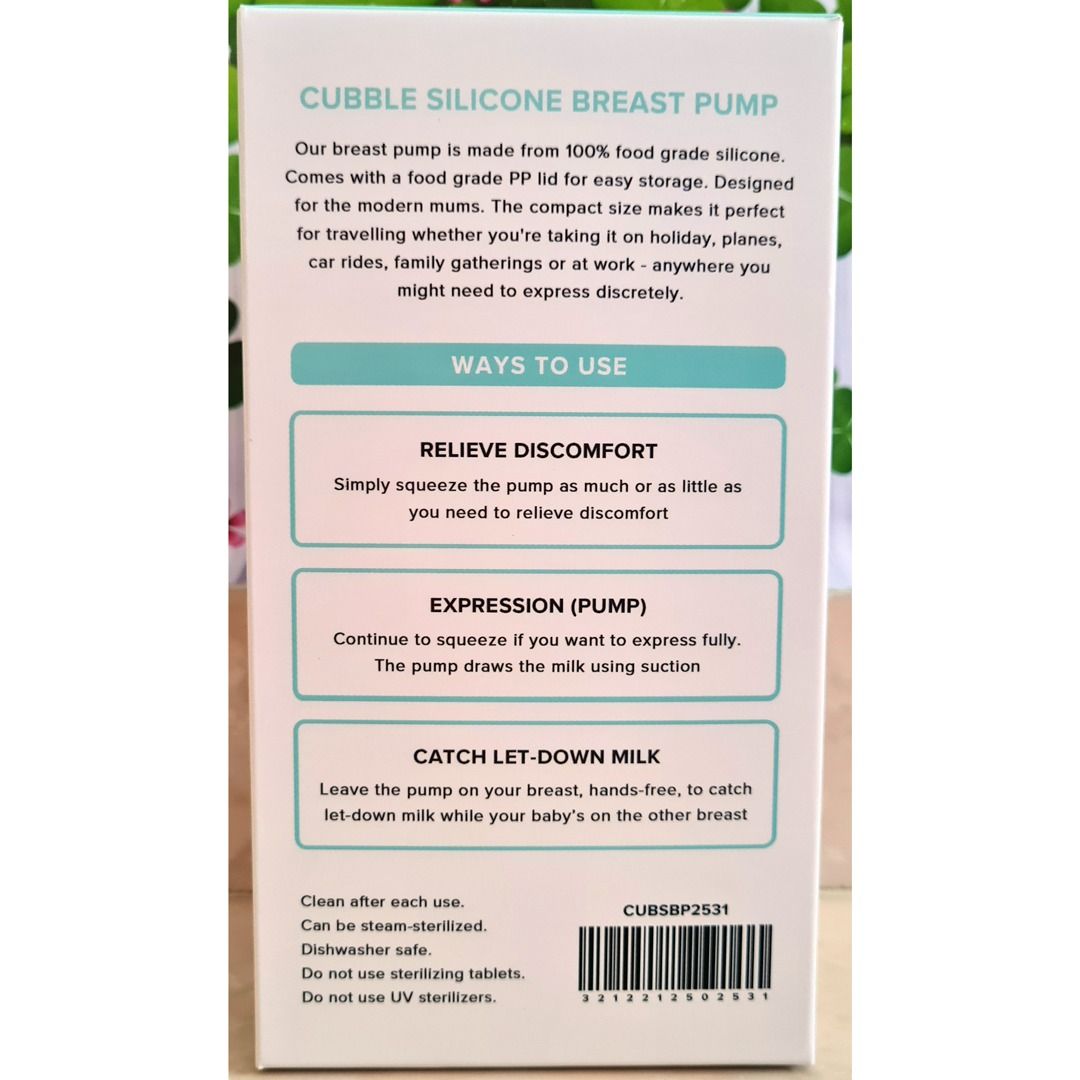 Cubble Silicone Breast Pump with Suction Base & Lid Set, Babies & Kids ...