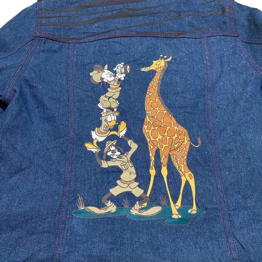 Disney mickey goofy donald duck giraffe denim jacket, Fesyen Wanita ...