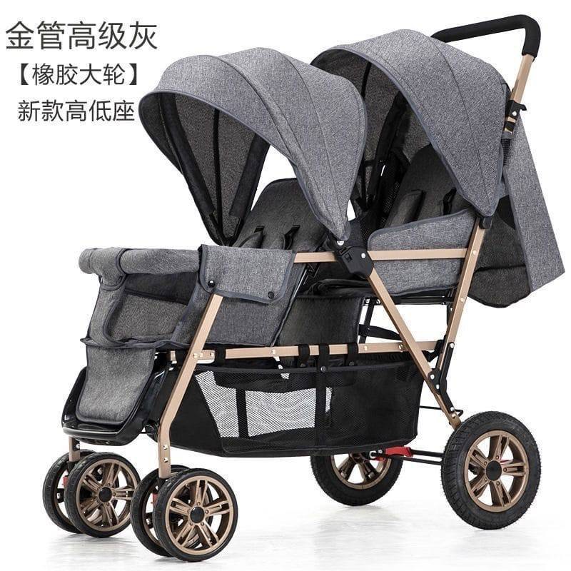 Double Tandem Stroller Grey, Babies & Kids, Going Out, Strollers on ...