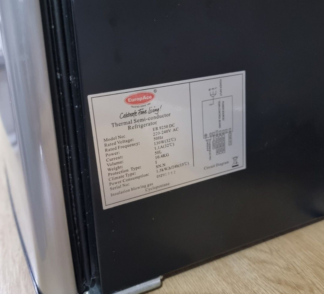 EuropAce 50L mini refrigerator ER9250, TV & Home Appliances, Kitchen ...