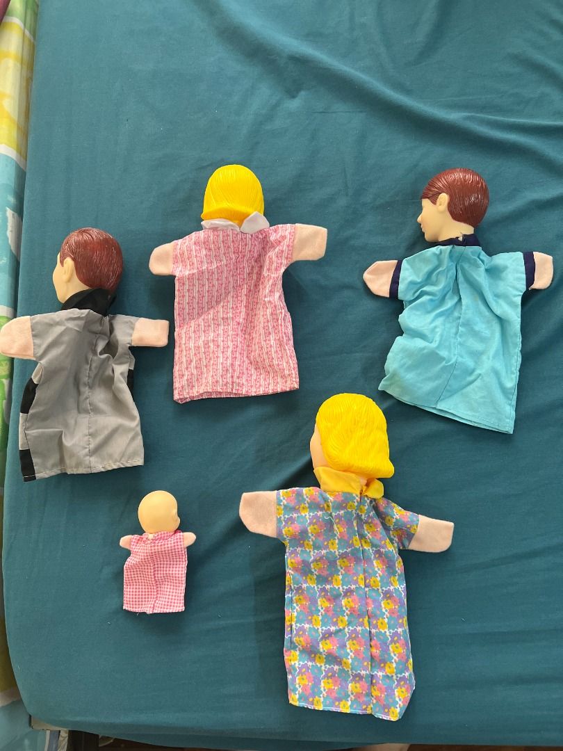 Family of 5 vinyl plush fisher price puppets - Vintage Family Puppets ...