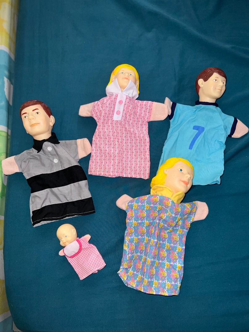 Family of 5 vinyl plush fisher price puppets - Vintage Family Puppets ...