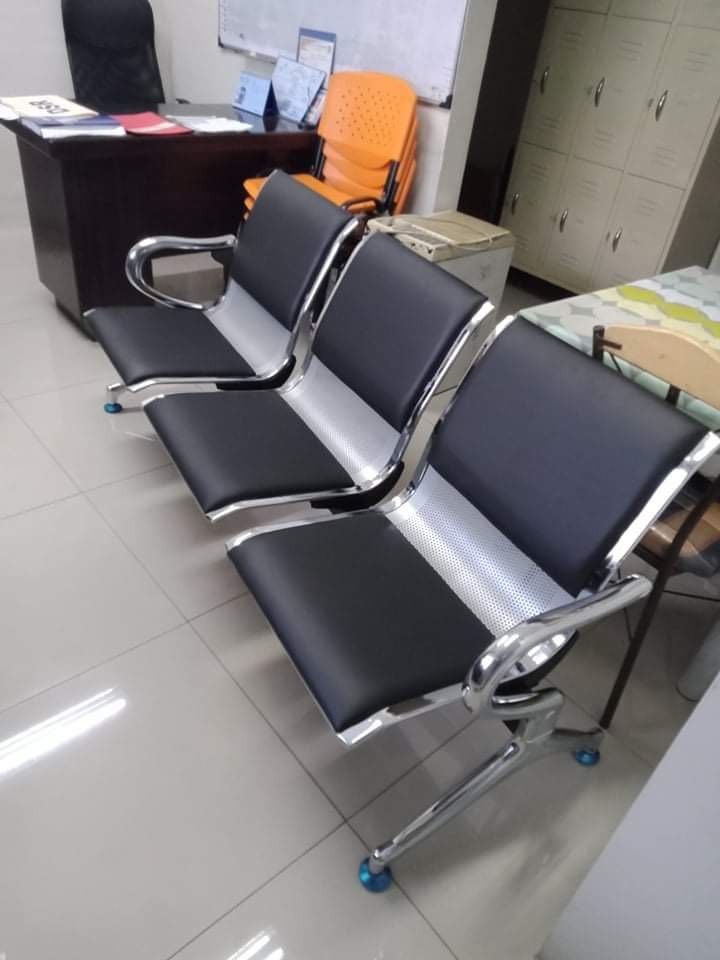 GANG CHAIR WITH CUSHION -- 3 SEATER, Furniture & Home Living, Office ...