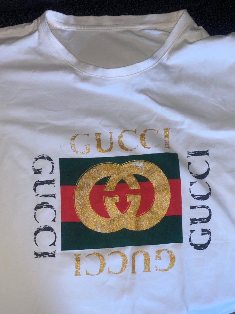 GUCCI Retro Logo Shirt, Luxury, Apparel on Carousell