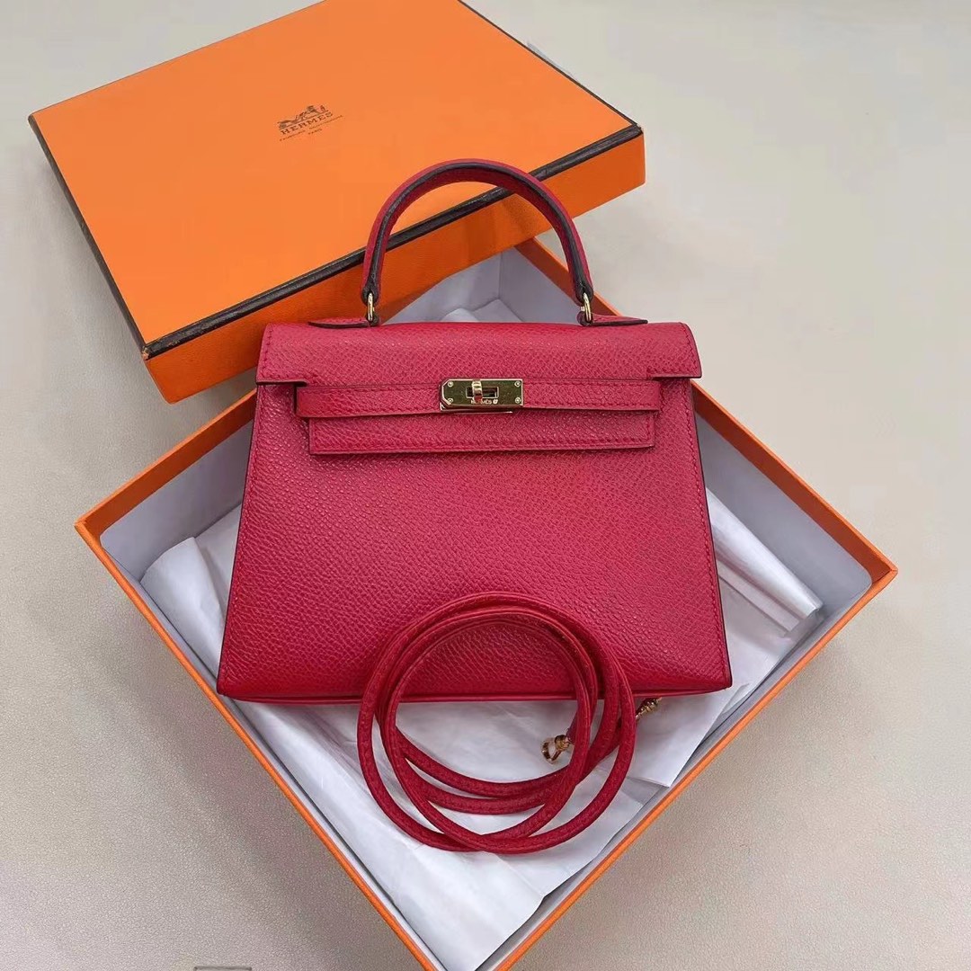 Hermes Micro Kelly Sellier Crossbody bag Rouge Vif Courchevel GHW ...