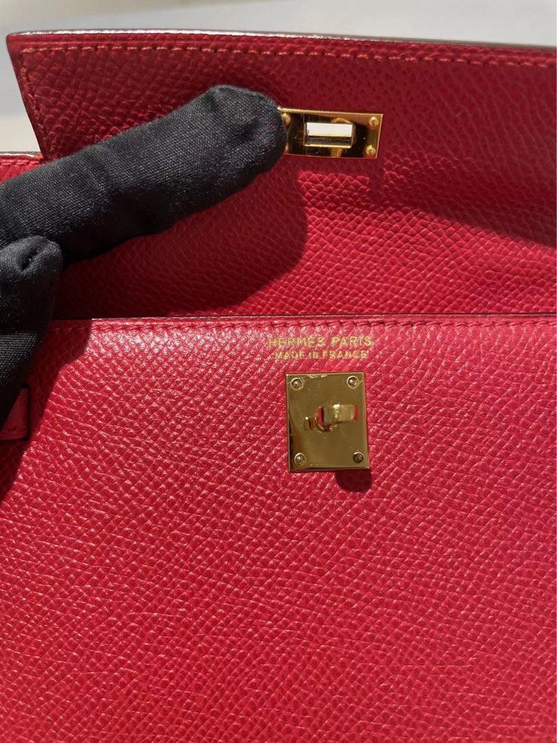 Hermes Micro Kelly Sellier Crossbody bag Rouge Vif Courchevel GHW ...